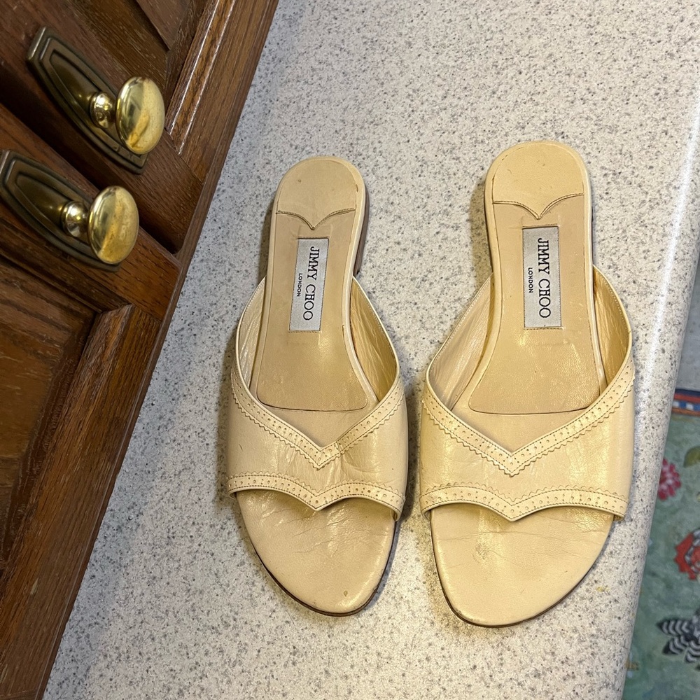 Jimmy Choo Leather Sandals Slides 39 - Gem